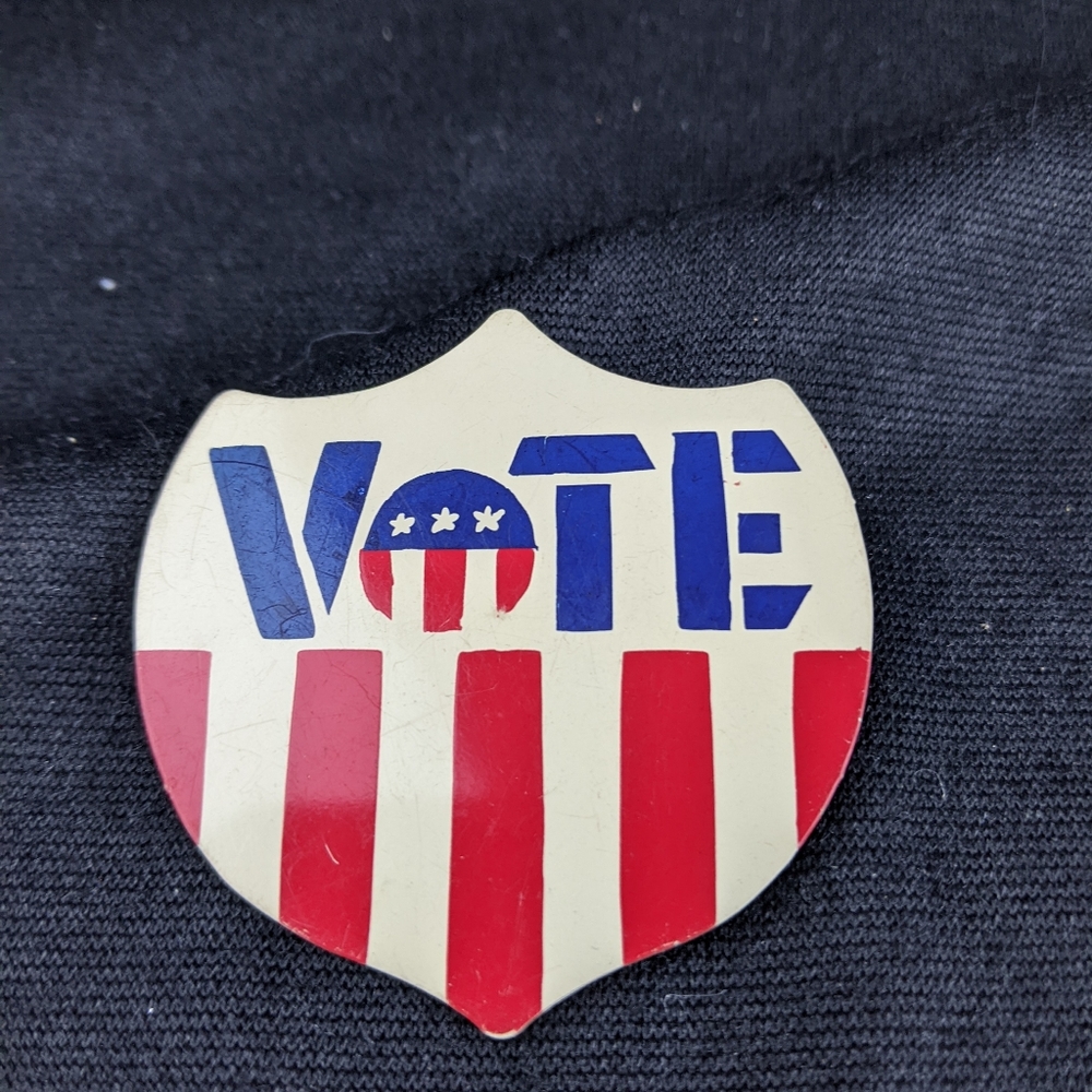 Vintage Shield Style Vote Pin American Flag Red White… - Gem